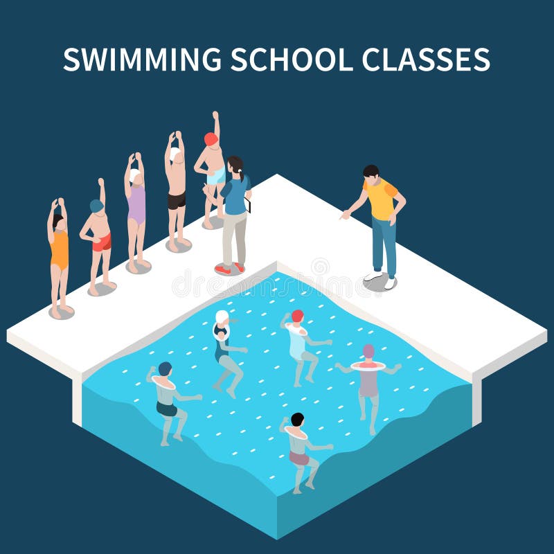 Swimming School Classes Isometric Composition Stock Vector ...