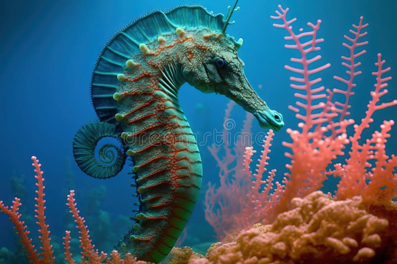 Swimming Seahorse & X28;Hippocampus& X29; Stock Illustration ...