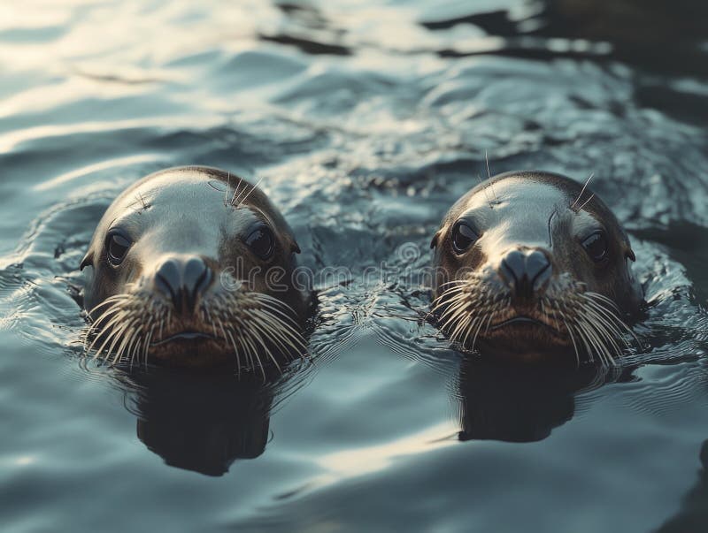 Swimming seals stock photo. Image of water, social, life - 379947056