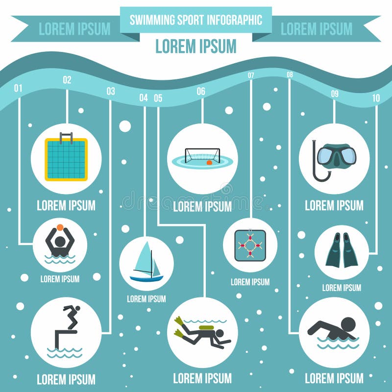 Swimming Sport Infographic Elements, Flat Style Stock Vector ...