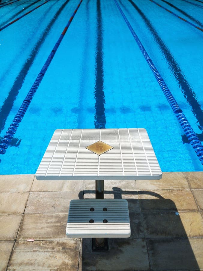 Swimming Starting Block and Olympic Pool Stock Image - Image of ...