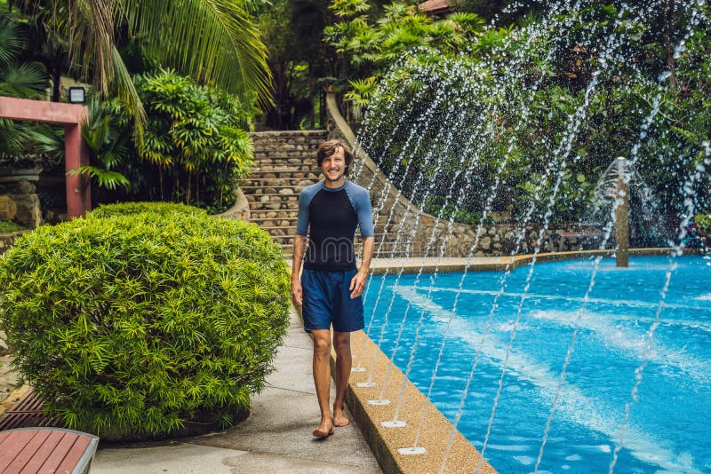 Swimming Trainer in Clothes for Swimming, in the Pool Stock Image ...