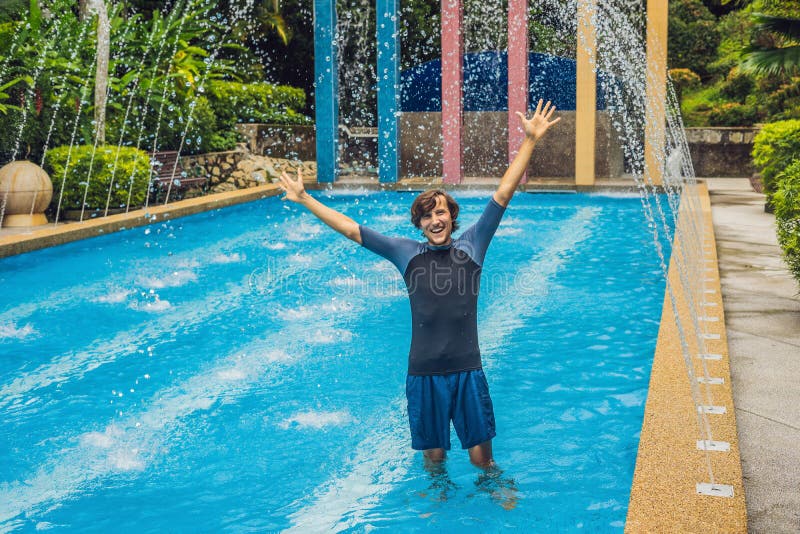 Swimming Trainer in Clothes for Swimming, in the Pool Stock Image ...