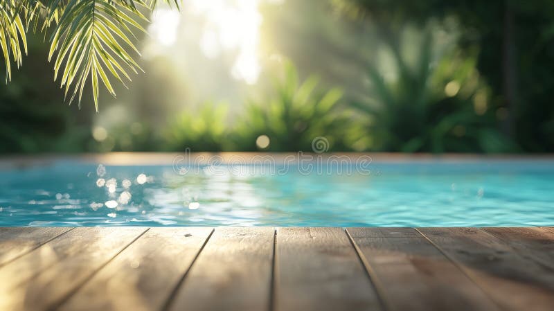 Swimming in a Tranquil Pool beside Clear Blue Water in the Evening Sun ...