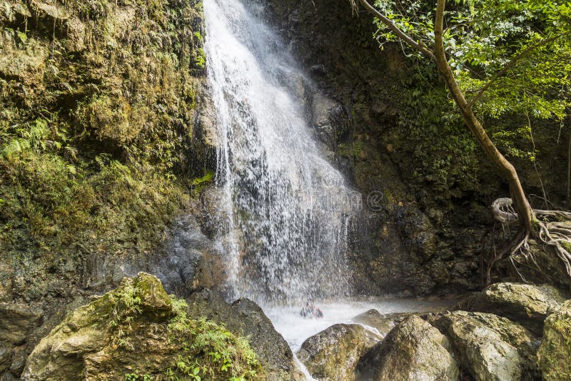 Swimming Under Waterfall in Indonesia Stock Image - Image of fall ...