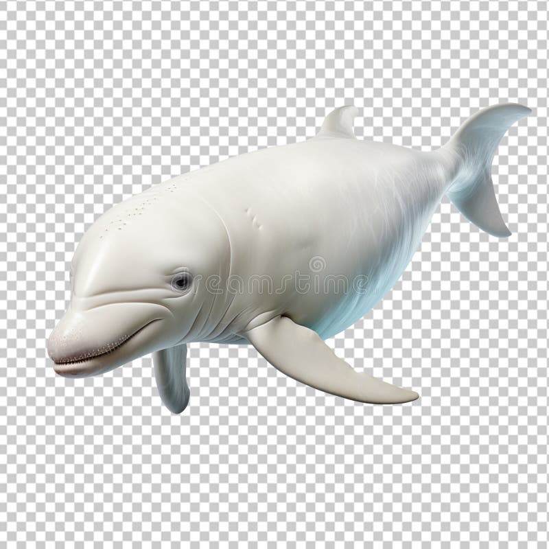 A Swimming White Beluga Whale Isolated on Transparent Background Stock ...