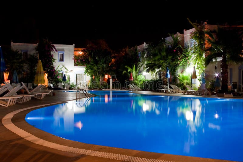Swimming Pools at Night stock photo. Image of luxury, water - 5011854