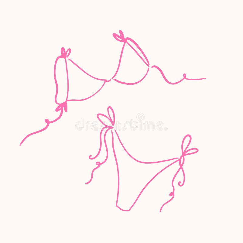 Swimsuit Whimsical Line Pattern. Swimsuit Line Art. Hand Drawn Vector ...