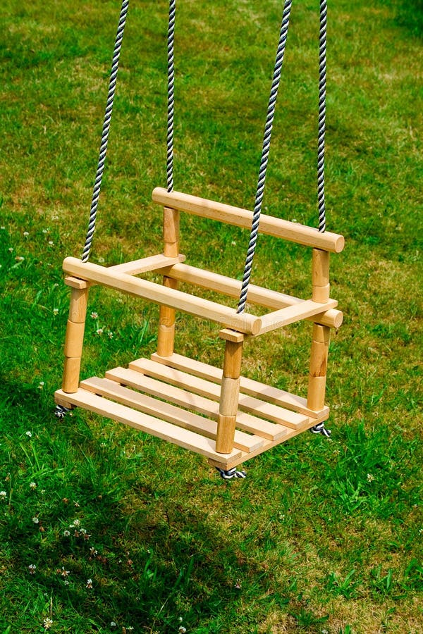 Chain Swing Hanging for Kids in Garden. Stock Photo - Image of tree ...