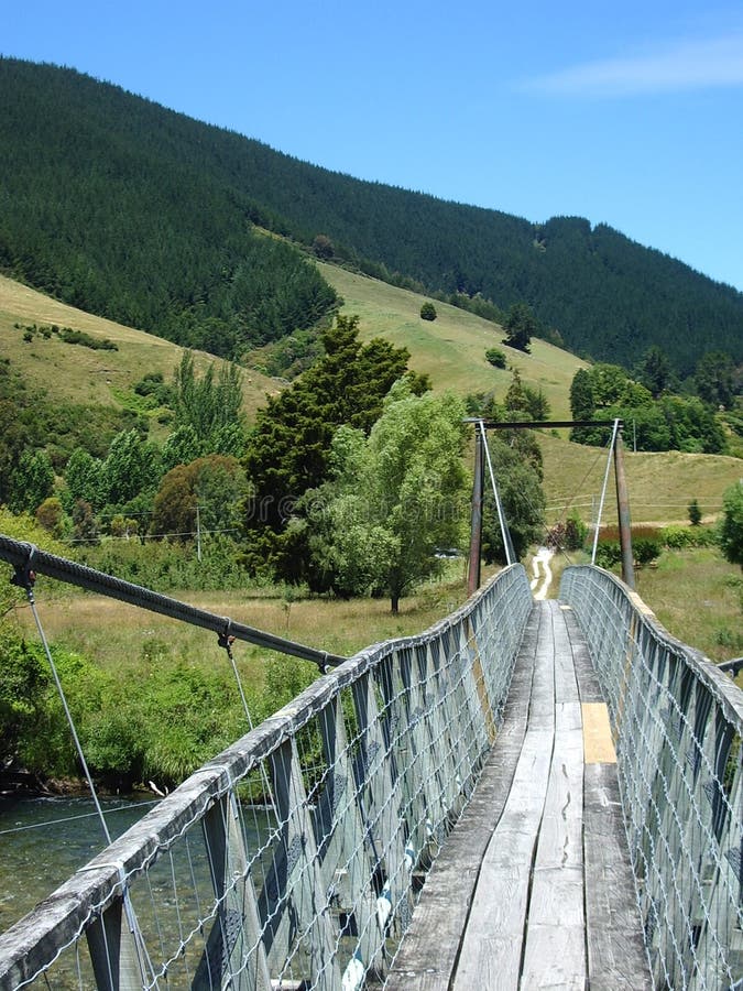 Swing bridge stock photo. Image of field, zealand, bridge - 495748