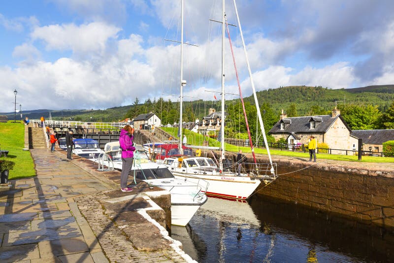 Swing Bridge and Locks in Fort Augustus Editorial Photo - Image of ...