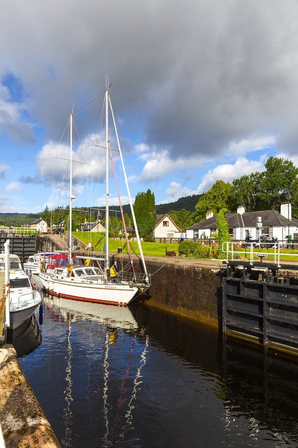 Swing Bridge and Locks in Fort Augustus Editorial Photo - Image of ...