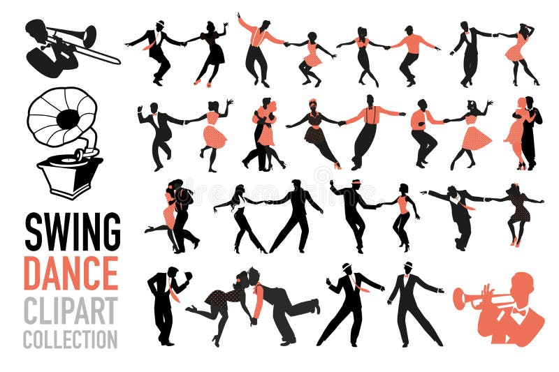 Swing Dance Clipart Collection. Set of Swing Dancers Isolated on White ...