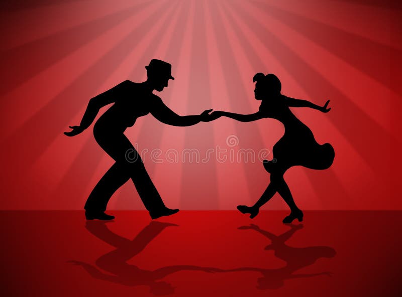 Swing Dance Couple Silhouette Stock Vector - Illustration of ...