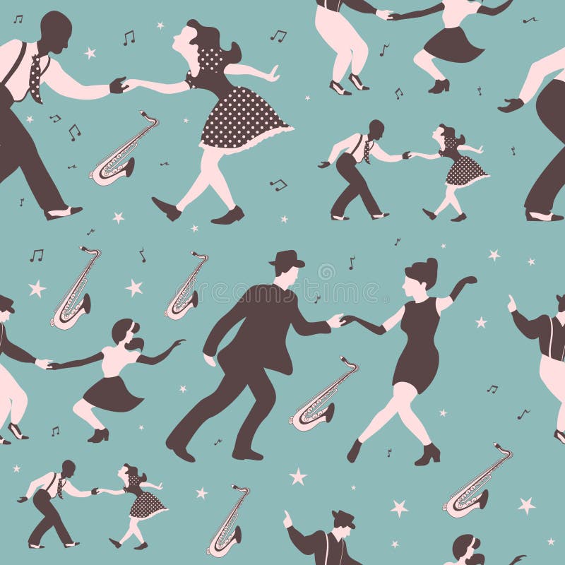 Swing dance silhouettes stock vector. Illustration of pair - 156663883