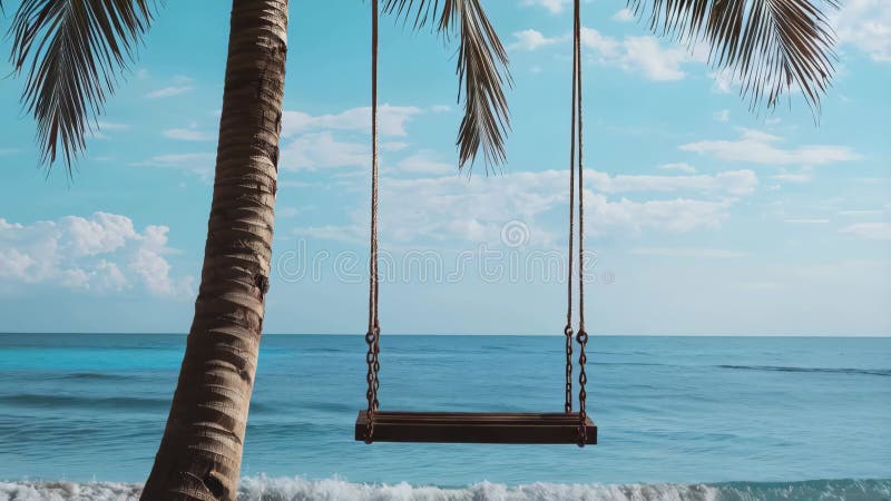 Swing on Palm Tree on the Tropical Beach Stock Video - Video of palm ...