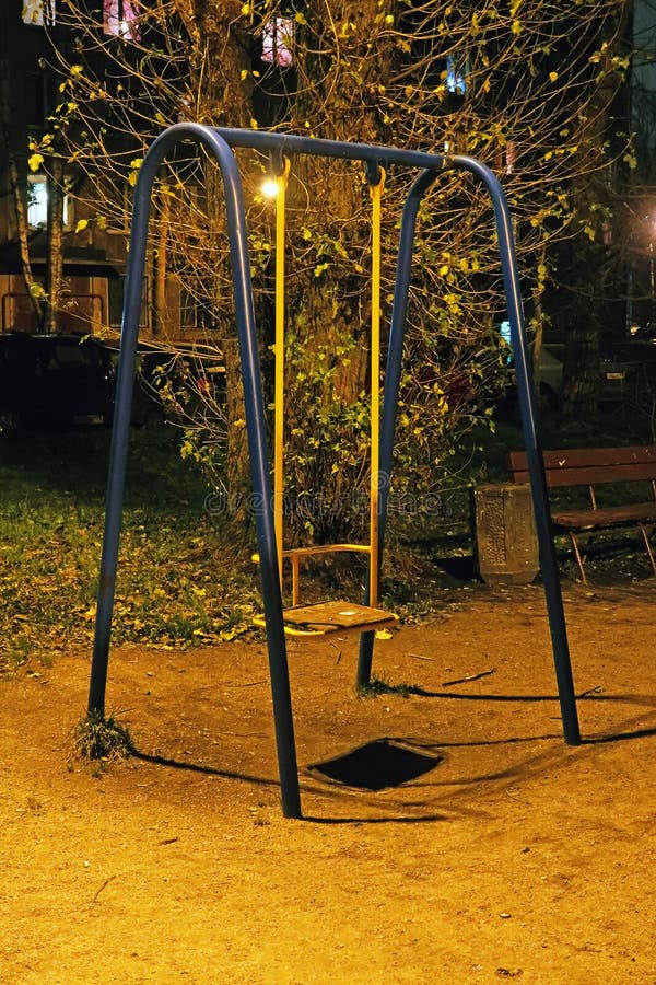Swing on the playground stock image. Image of color - 132555371