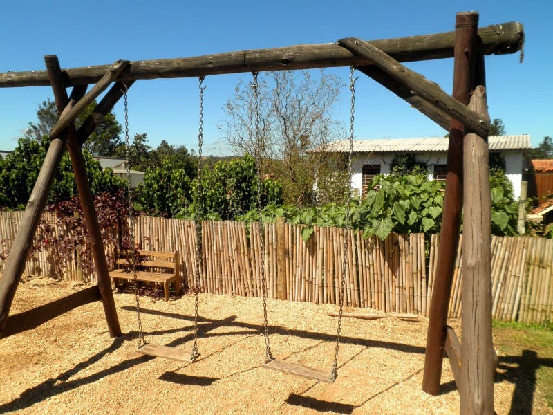 Swing Playground Rural Countryside Stock Photo - Image of wooden ...