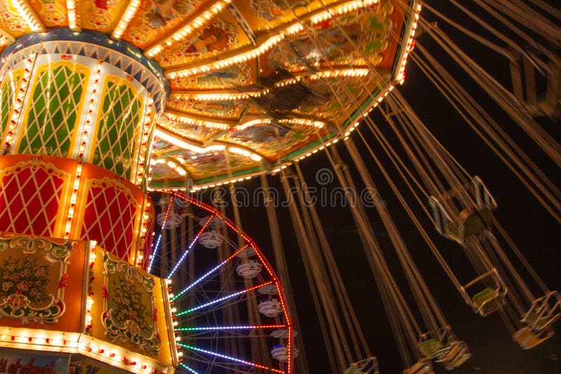 Swing Ride with Lights at a Carnival Stock Photo - Image of move ...