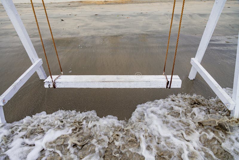 Swing with Rope on the Beach. Swings on the Beach. Swing Hanging on the ...