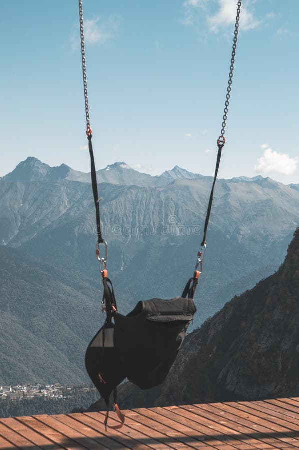 Swing on the Top of the Mountains Stock Image - Image of swing, high ...