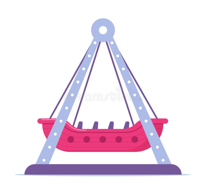 Swinging Boat Ride at Amusement Park. Entertainment Theme Vector ...