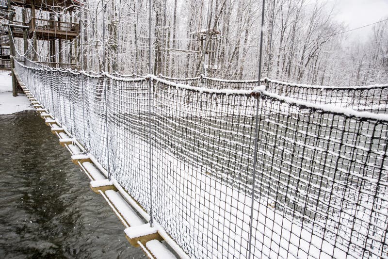 Swinging bridge in fall stock photo. Image of river, scenic - 20960628