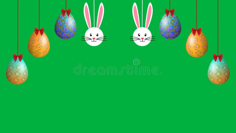 Swinging Egg and Bunny Face on Green Screen Concept Stock Illustration ...
