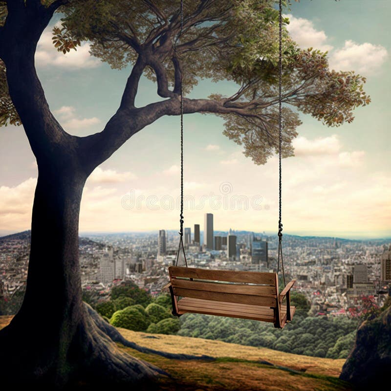 Swings on a Hill Overlooking the City Stock Photo - Image of bicycle ... Swings on a Hill Overlooking the City Stock Photo - Image of bicycle ...