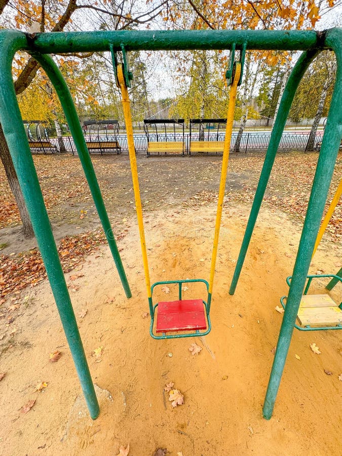 Swings on the Playground in Autumn Stock Image - Image of park ...