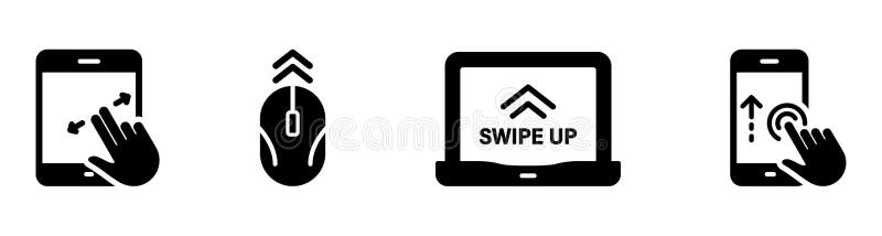 Swipe Up Move in Internet Social App Linear Pictogram. Drag Slide ...