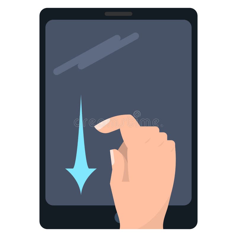 Swipe Down Touch Screen Gestures on Tablet Vector Illustration Stock ...