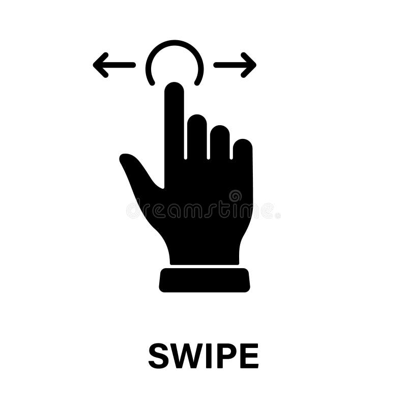 Swipe Gesture, Hand Cursor of Computer Mouse Black Silhouette Icon ...