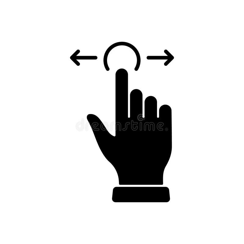 Swipe Gesture, Hand Cursor of Computer Mouse Black Silhouette Icon ...