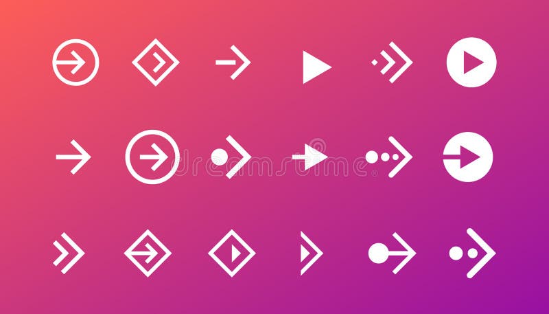 Swipe Right Button Icon Set. Application and Social Network Scroll ...