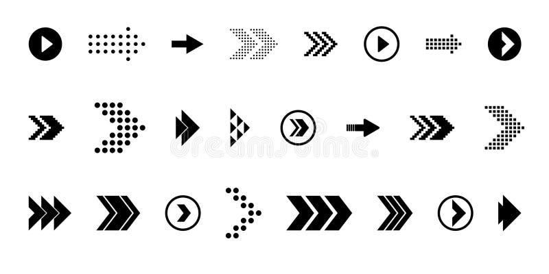 Swipe Scroll and Slide Arrow Icons Vector Collection for Button Navigation with Right Left Up ...