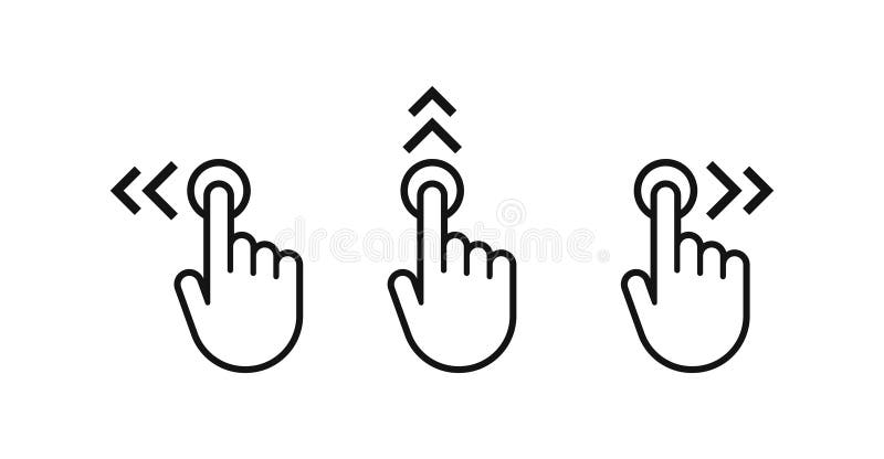 Swipe To Left Right Up Icon Set. Finger Touch Screen Gestures Vector ...