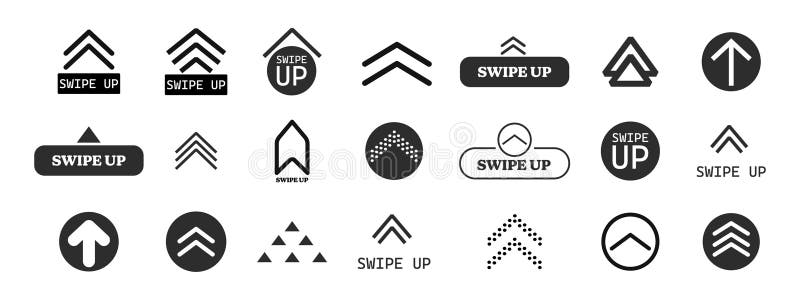 Swipe Up Slide Arrow Button, Scroll Ui Icon. Interface Simple Sign, Set of Buttons for Social ...