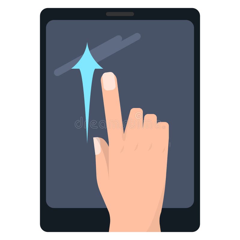 Swipe Up Touch Screen Gestures on Tablet Vector Illustration Stock ...
