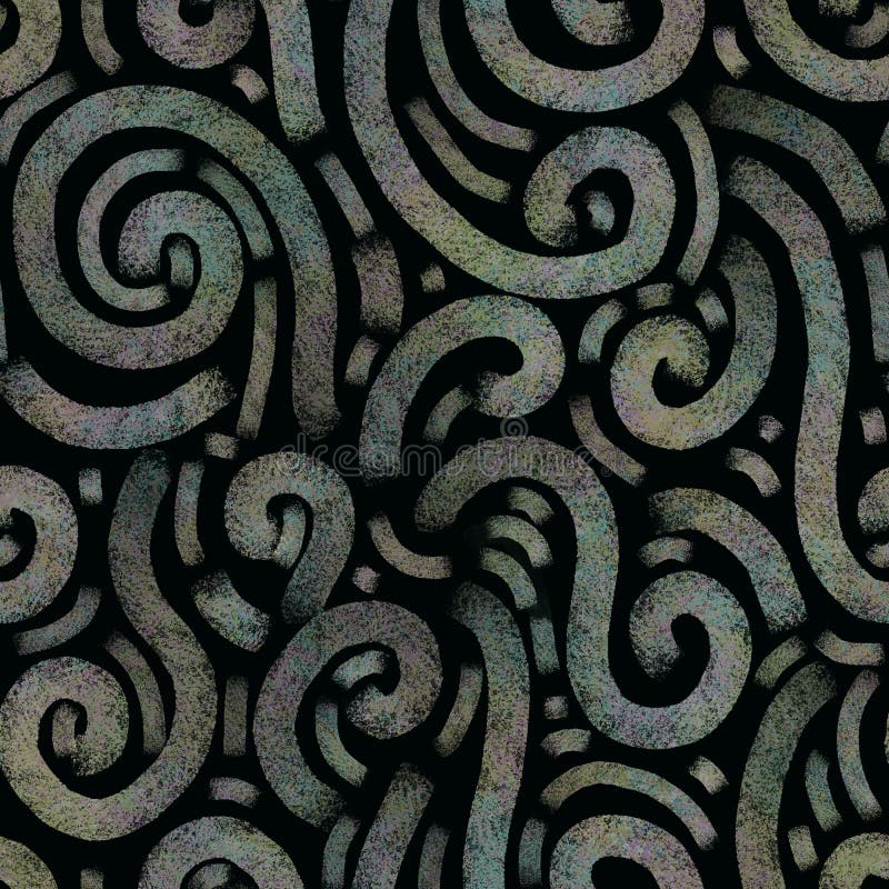 Swirl Abstract Background Seamless Black Stock Illustration ...