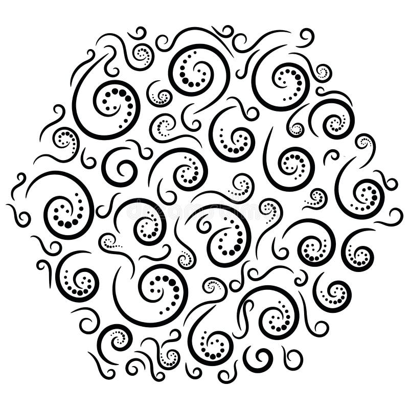 Swirl and Bead Pattern in Black Outline Color Stock Vector ...