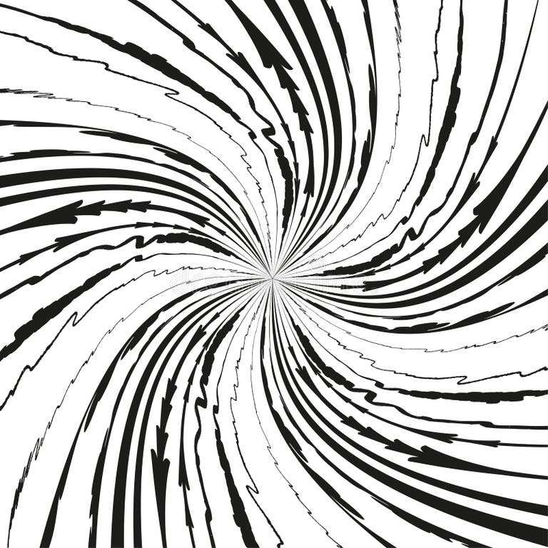 Swirl Black Lines. Vortex Twist Pattern. Hypnotic Spiral Movement ...
