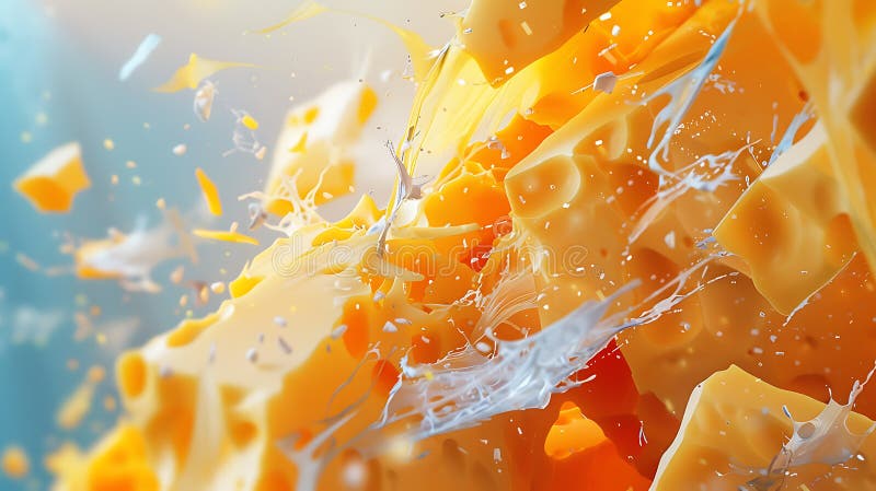 Swirl of Cheese with Splashes of Milk. 3d Rendering, on Abstract ...
