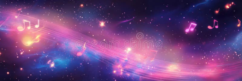 Vibrant Cosmic Melody with Musical Notes Flowing through a Colorful ...