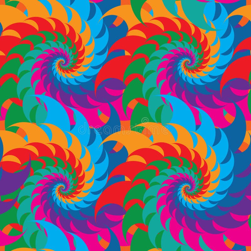 Swirl Colorful Symmetry Seamless Pattern Stock Vector - Illustration of ...