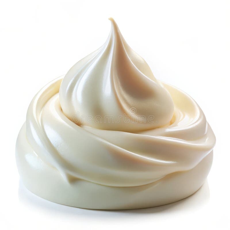 Swirl of Creamy White Frosting on White Background with Smooth Texture ...