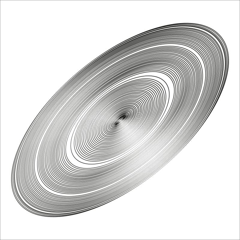 Swirl Ellipse Symbol. Grayscale Abstract Shape. Spinning Vortex Vector ...