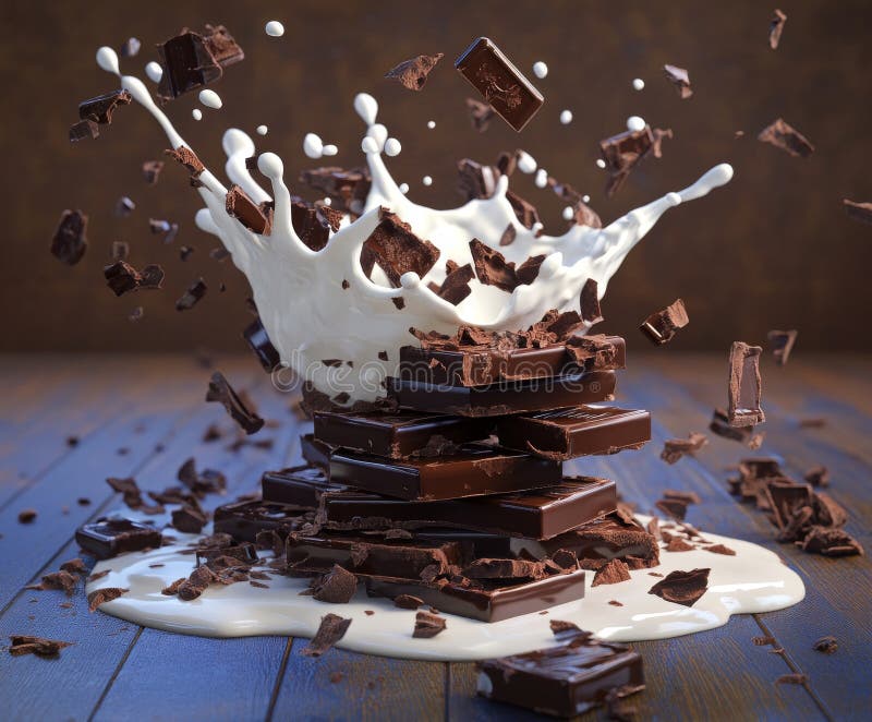 A Swirl of Liquid Milk Chocolate and Fresh Milk Cream Forms a Splash in ...