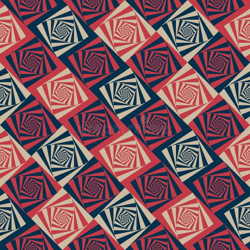 Seamless Abstract Geometric Pattern with Spiral Blue and Red Squares ...