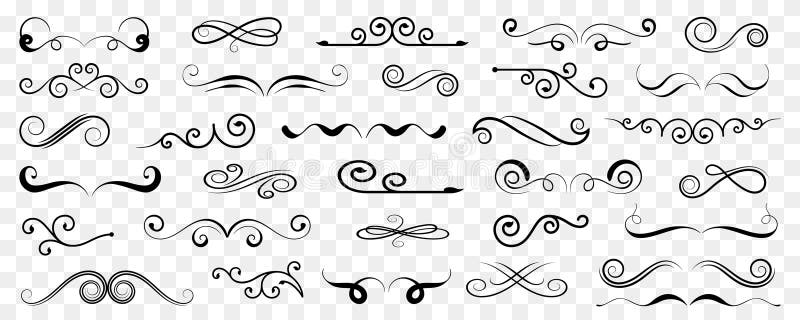 Swirl Ornament Collection. Black Scroll Decorative Ornament Stock ...